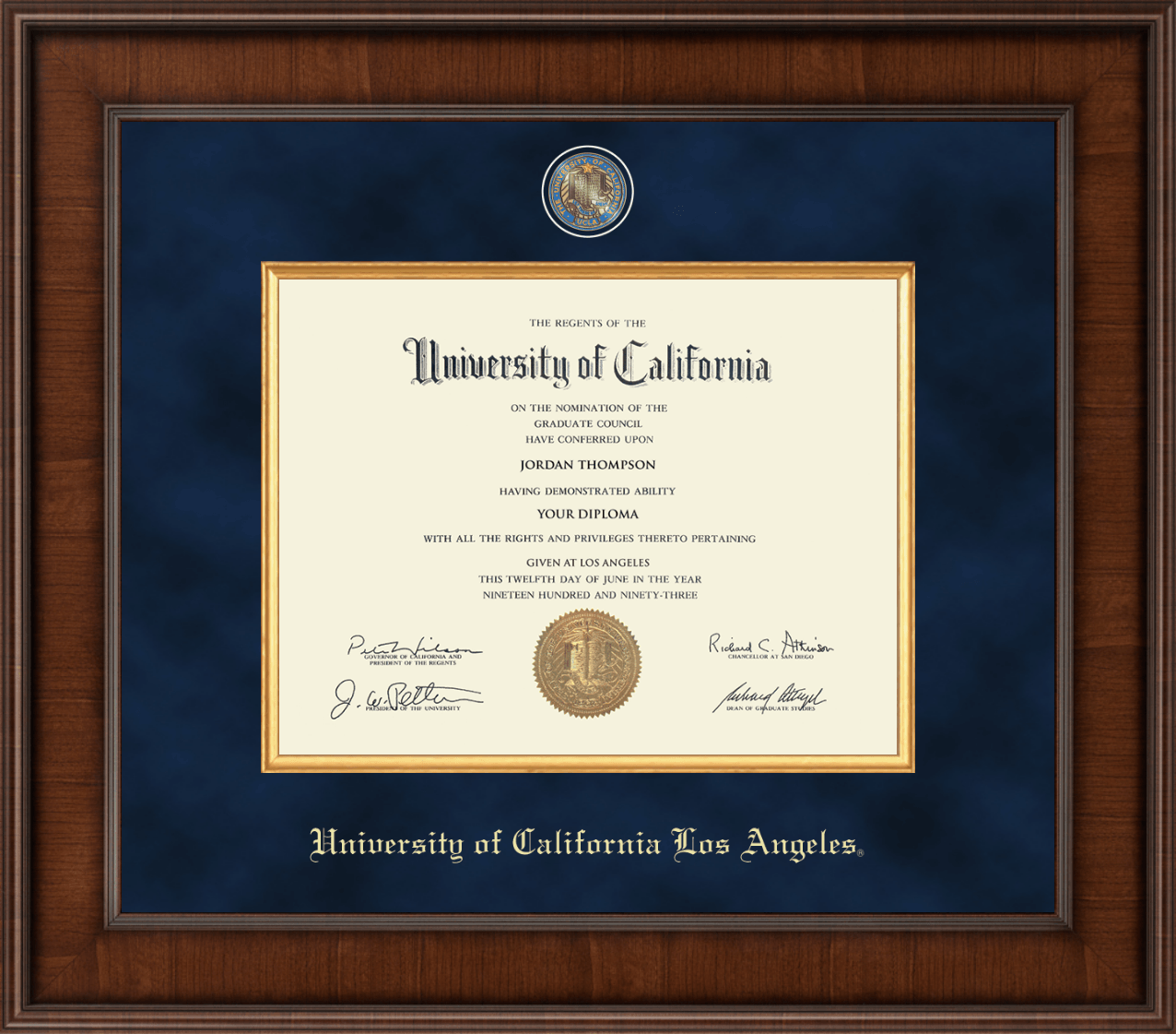 University of California Los Angeles Presidential Masterpiece Diploma ...