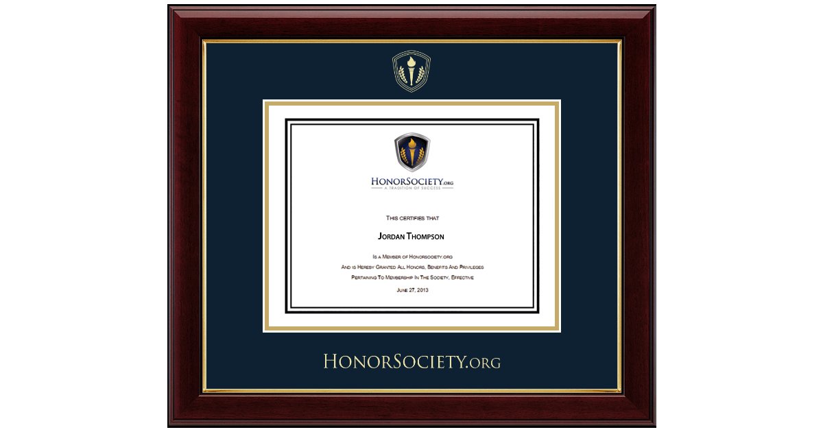 Gold Embossed Certificate Frame in Gallery HonorSociety.org - Item ...