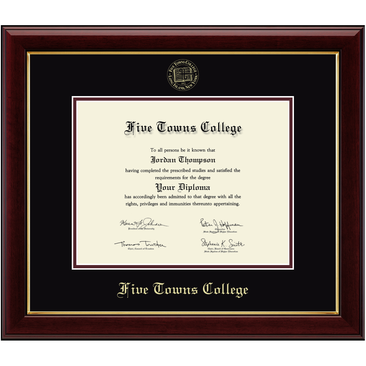 Gold Embossed Diploma Frame in Gallery Five Towns College - Item #238990