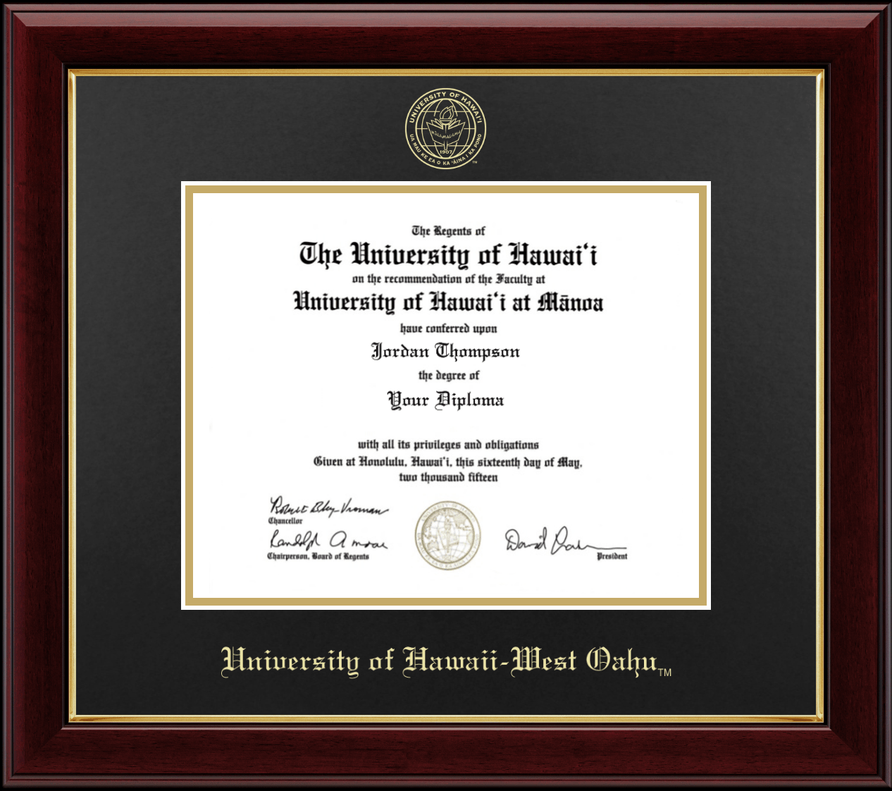 University of Hawaii West Oahu Gold Embossed Diploma Frame in Gallery ...