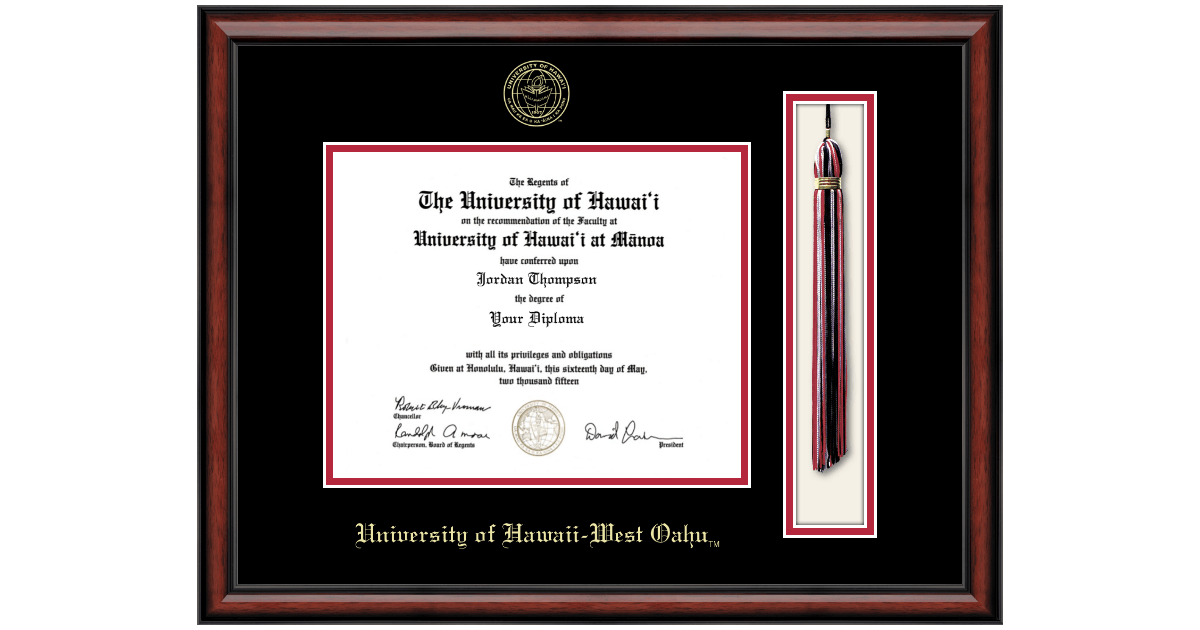 Tassel & Cord Diploma Frame in Southport University of Hawaii West Oahu ...
