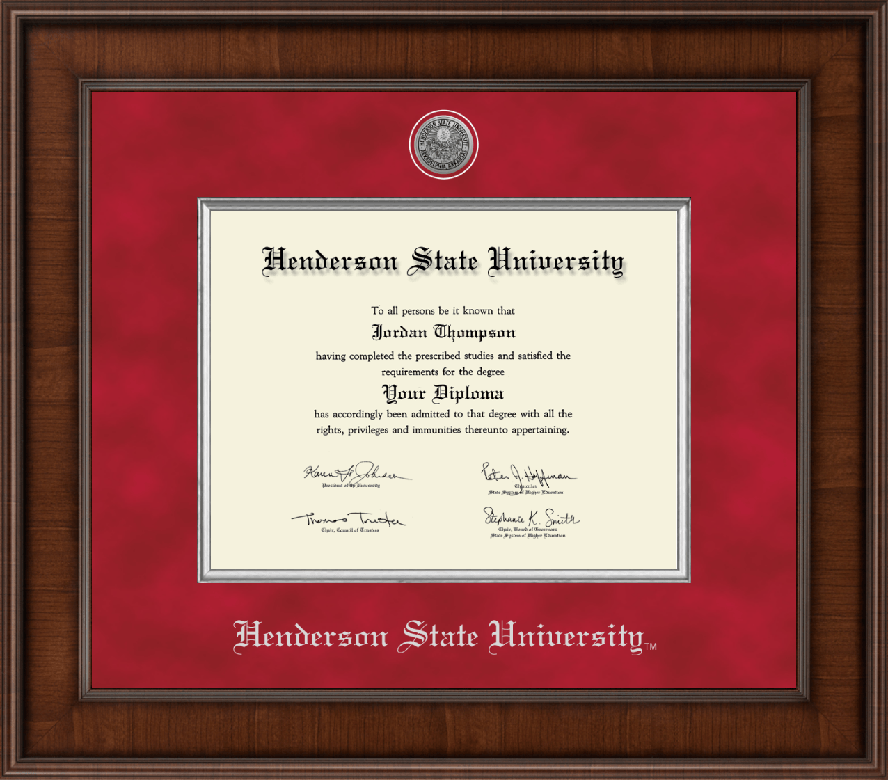 Henderson State University Presidential Silver Engraved Diploma Frame ...