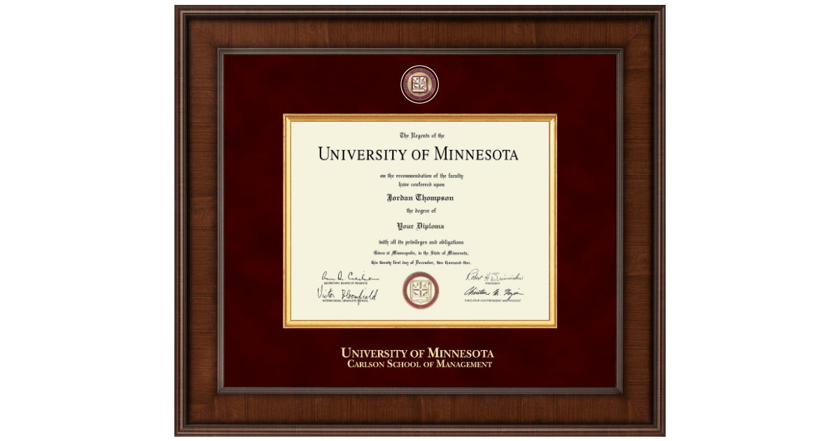 UMTC Carlson School of Management Diploma Frames