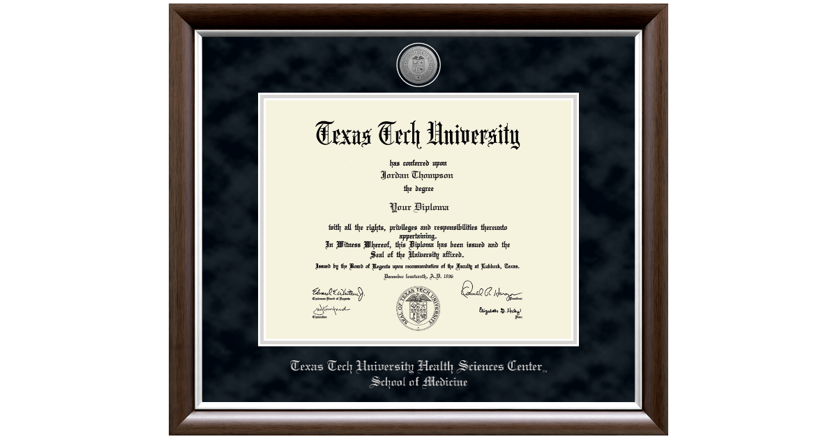 Silver Engraved Medallion Diploma Frame in Devonshire Texas Tech ...