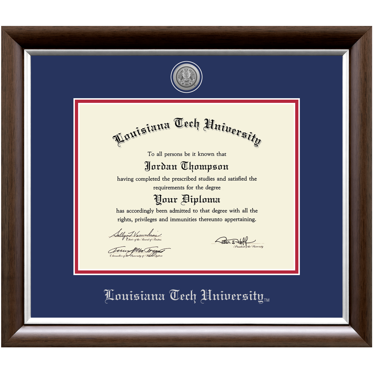 Silver Engraved Medallion Diploma Frame in Devonshire Louisiana Tech ...