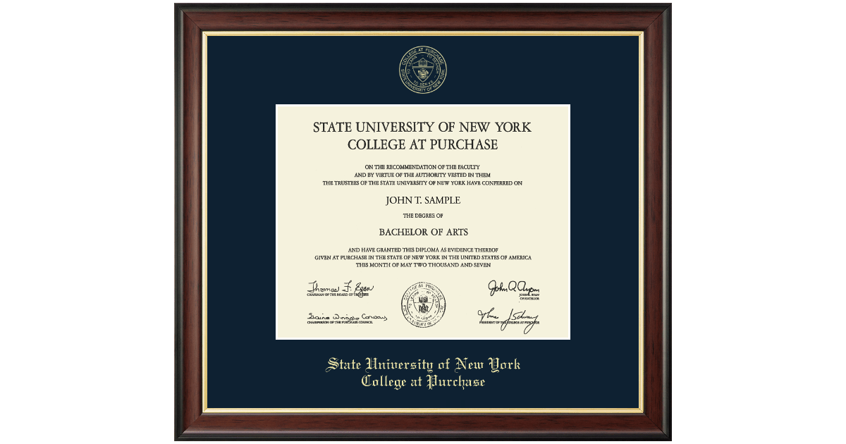 Gold Embossed Diploma Frame in Studio Gold Purchase College - Item #240561