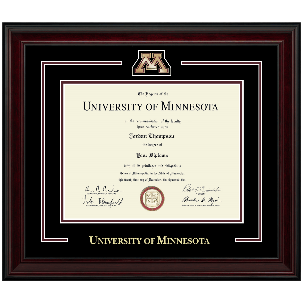 Spirit Medallion Diploma Frame in Encore University of Minnesota - Item #240640 from University ...