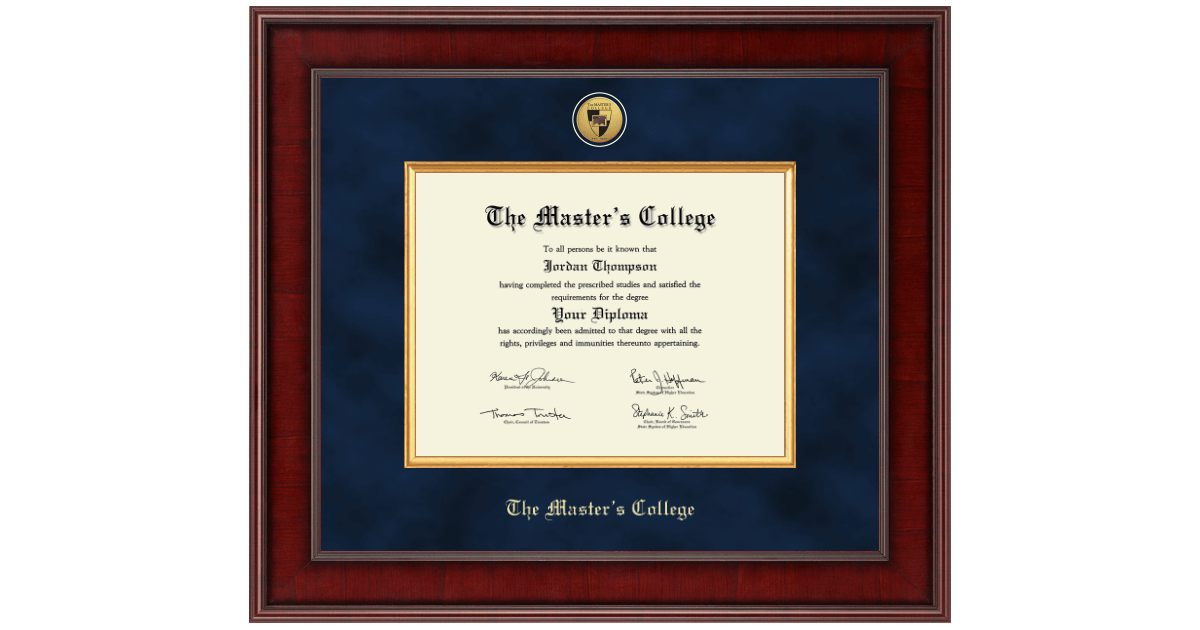 The Master's College Diploma Frame | Church Hill Classics