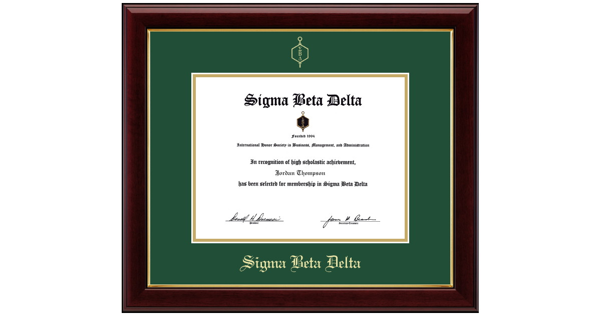 Gold Embossed Certificate Frame in Gallery Sigma Beta Delta Honor Society - Item #241137 from ...