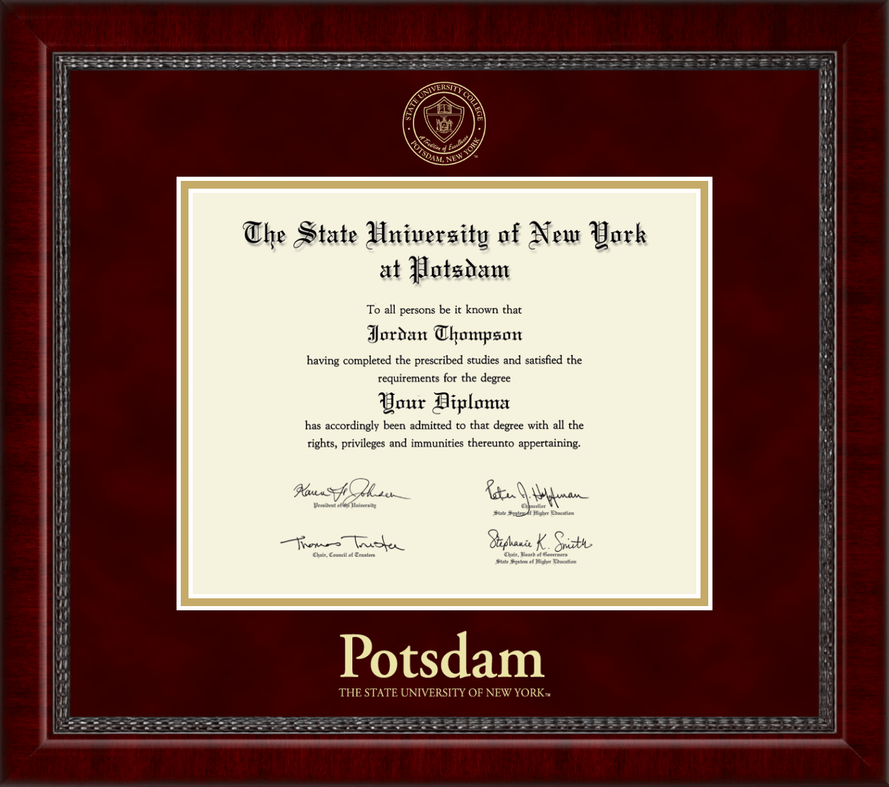 State University of New York at Potsdam Gold Embossed Diploma Frame in ...