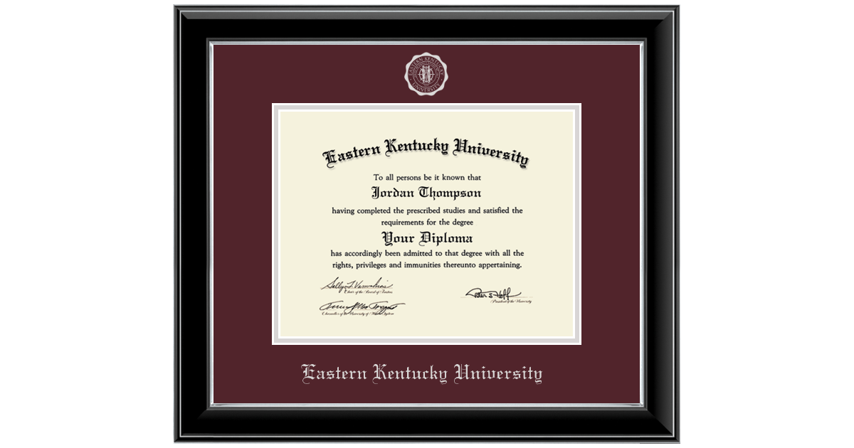 Silver Embossed Diploma Frame in Onyx Silver Eastern Kentucky University - Item #241834 from ...