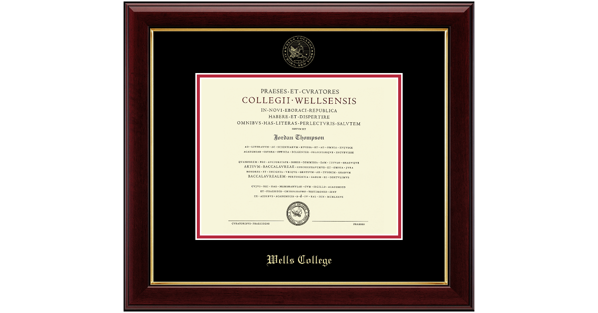 Gold Embossed Diploma Frame in Gallery Wells College - Item #242214