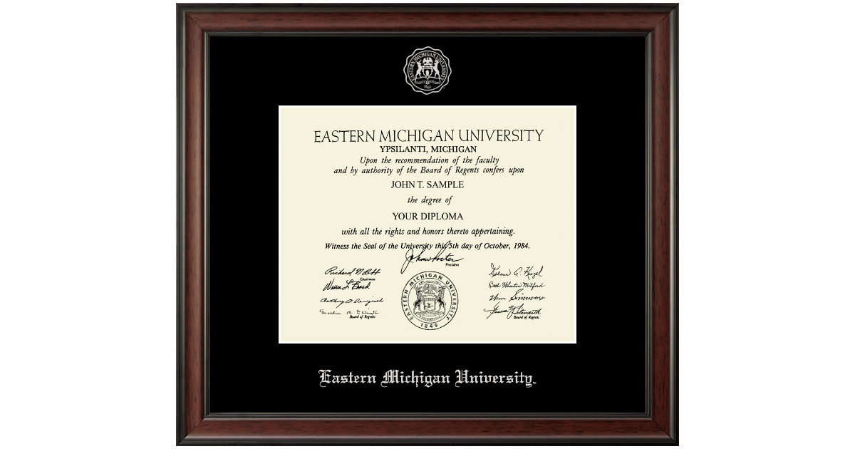 Silver Embossed Diploma Frame in Studio Eastern Michigan University ...