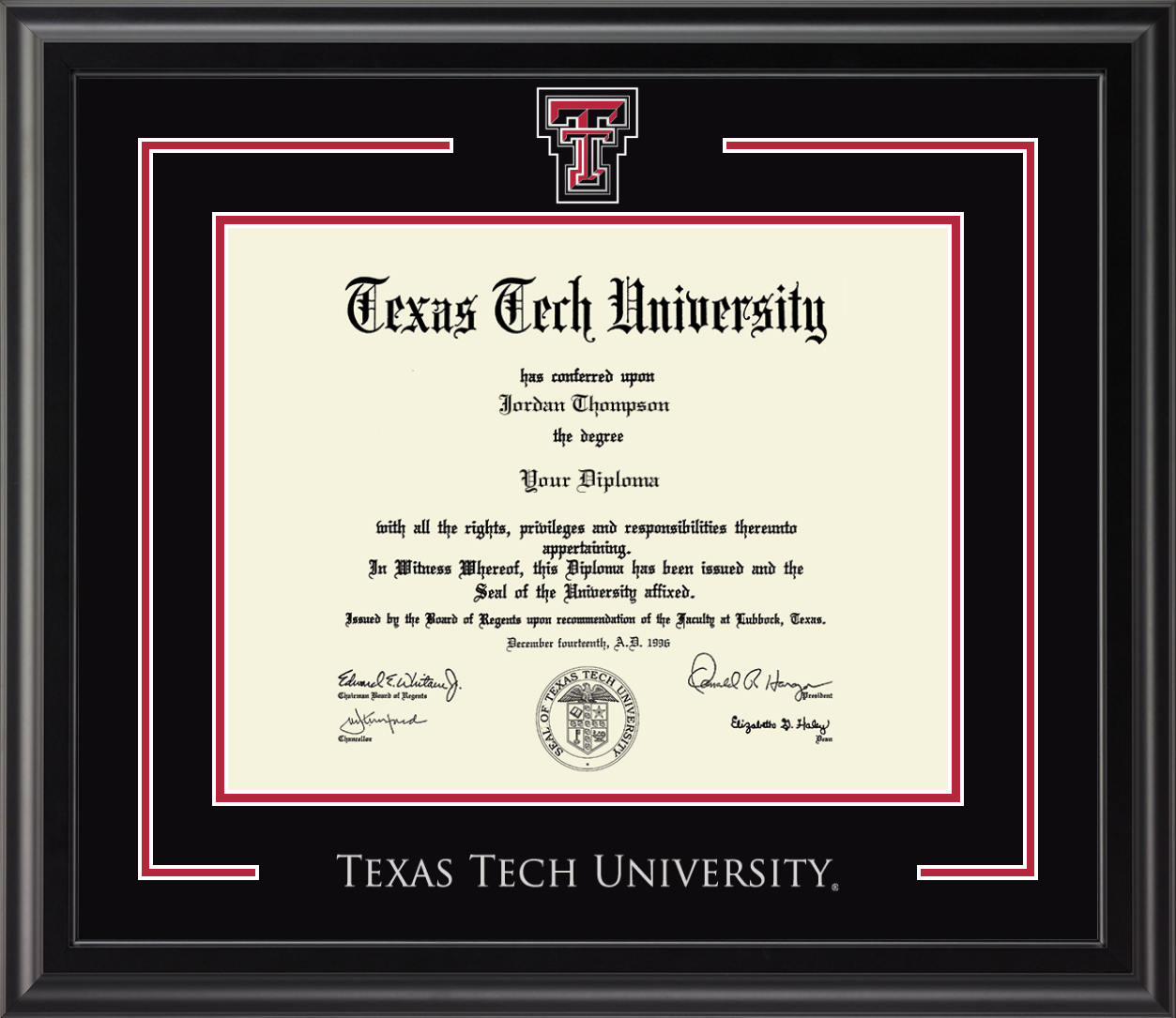 Texas Tech University Spirit Medallion Diploma Frame in Midnight - Item ...