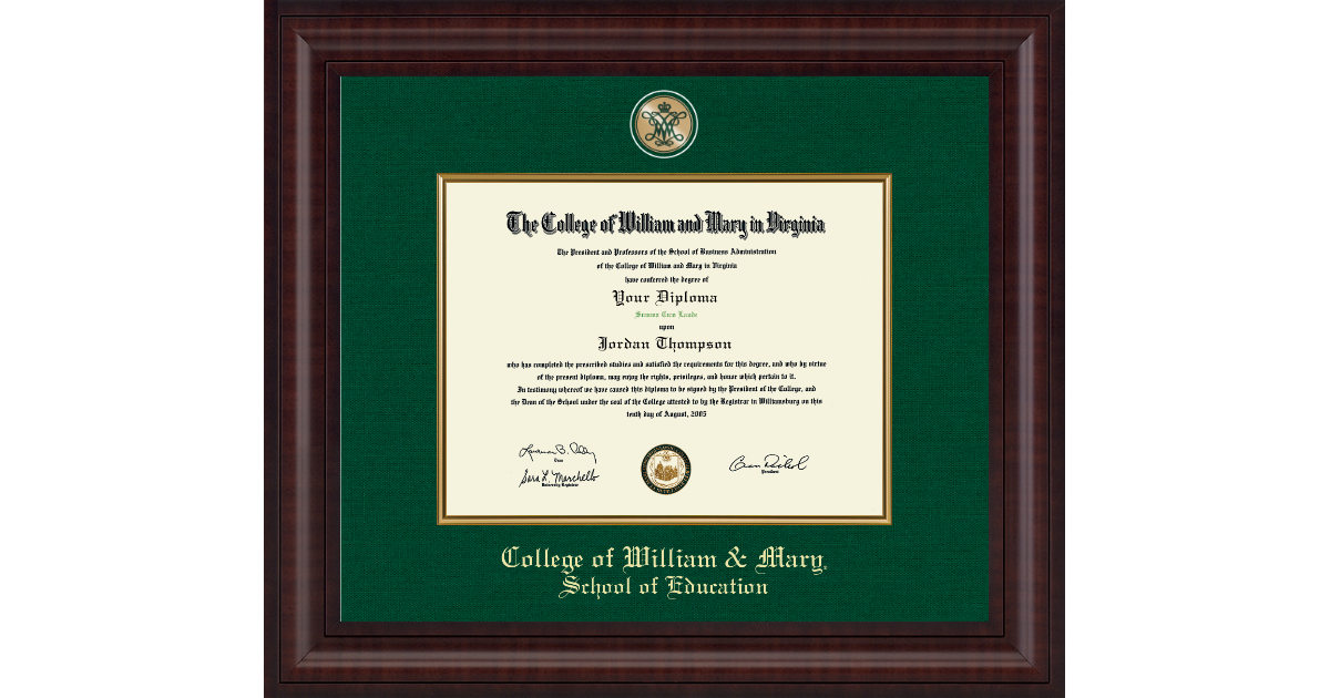 W&M School of Education Diploma Frames | Church Hill Classics