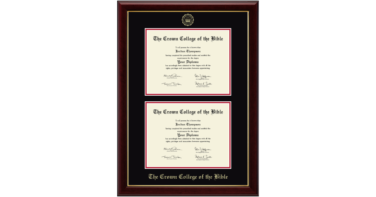 Double Diploma Frame in Gallery The Crown College of the Bible - Item ...