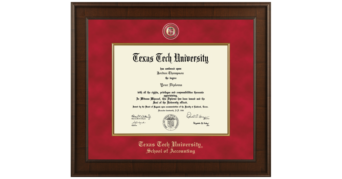 Presidential Masterpiece Diploma Frame in Madison Texas Tech University ...
