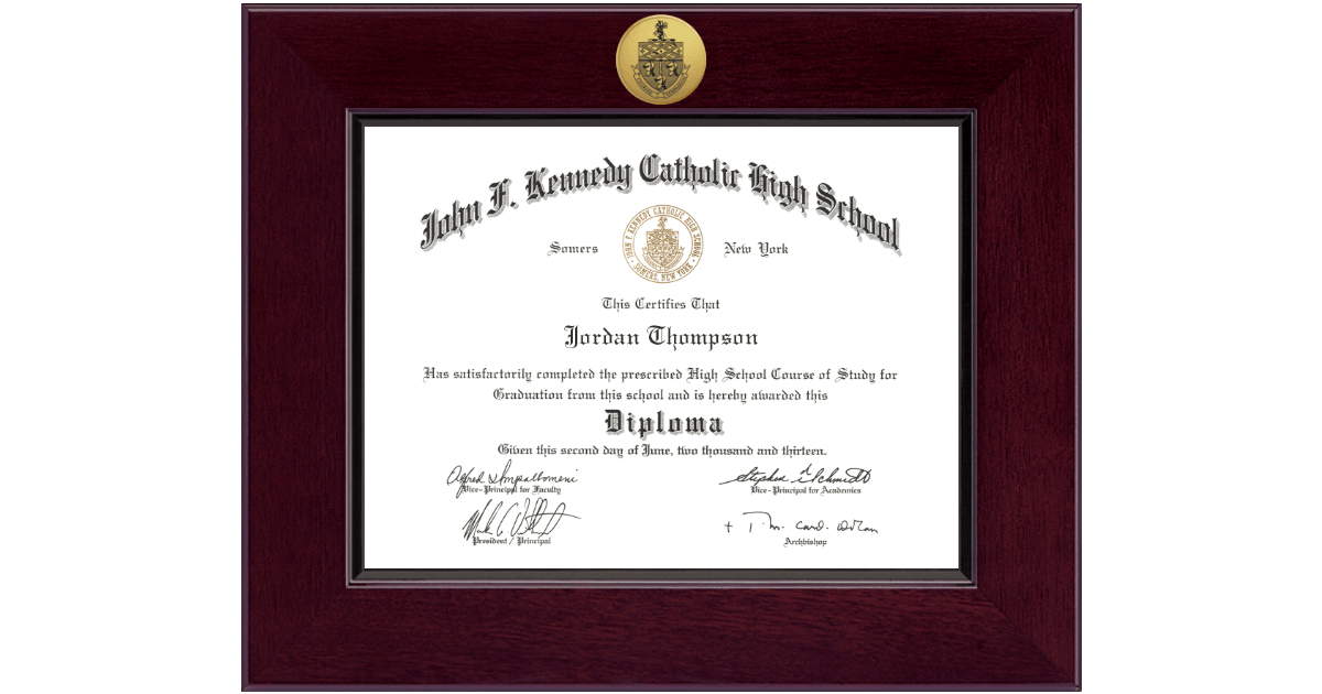 Century Gold Engraved Diploma Frame in Cordova Kennedy Catholic High ...