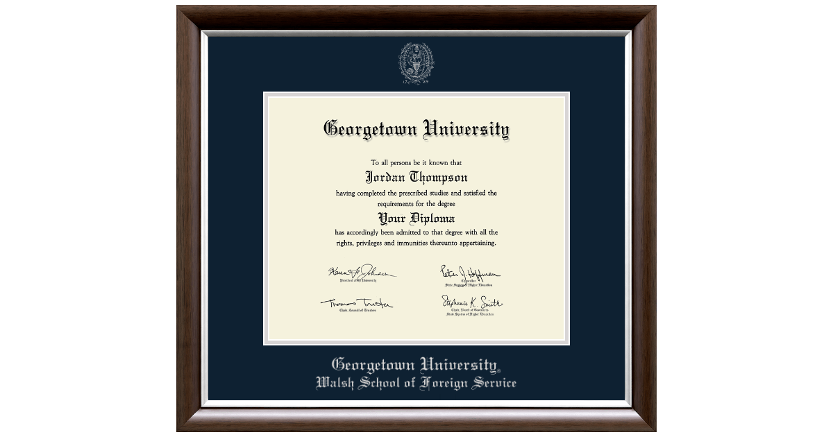 Silver Embossed Diploma Frame in Devonshire Georgetown University ...