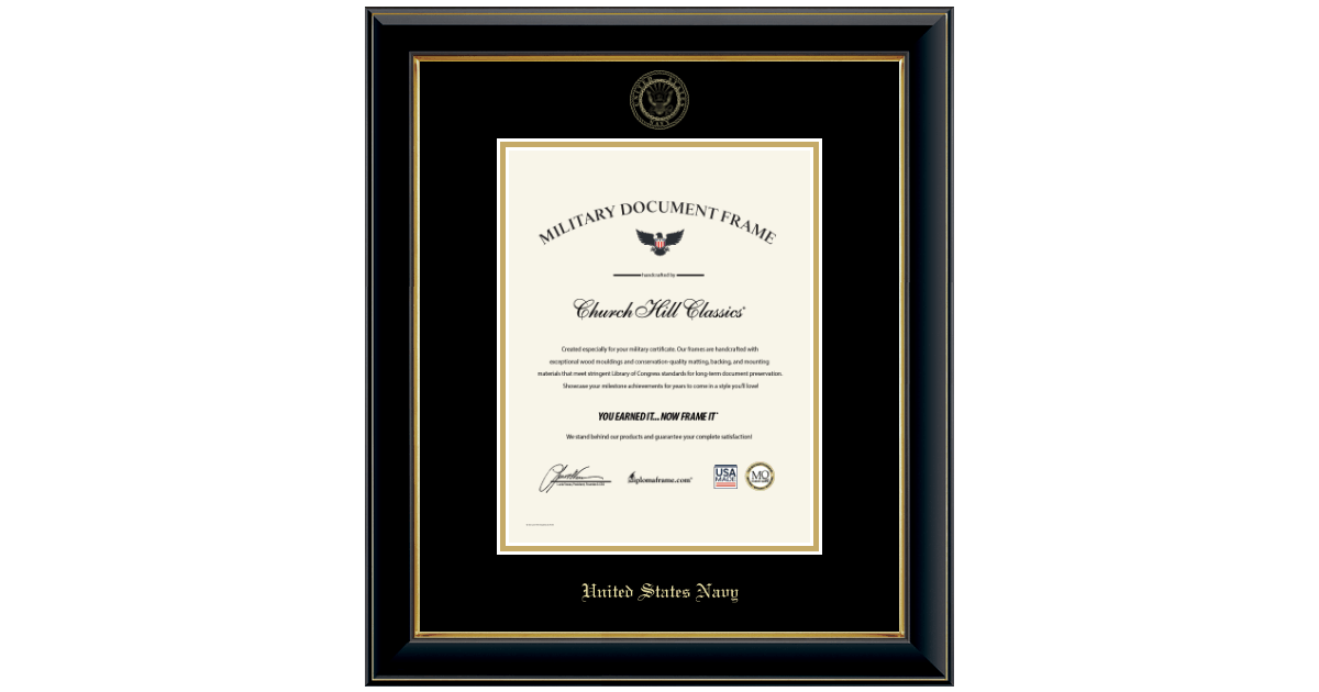 Gold Embossed Certificate Frame in Onyx Gold United States Navy - Item ...