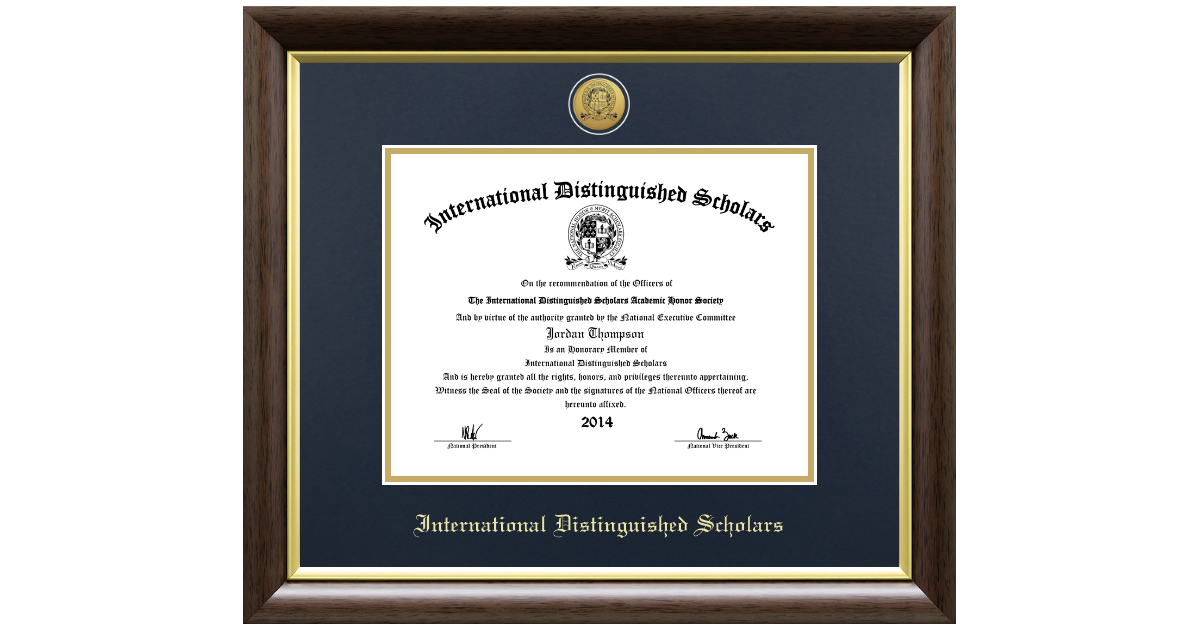Gold Engraved Medallion Certificate Frame in Hampshire International Distinguished Scholars ...