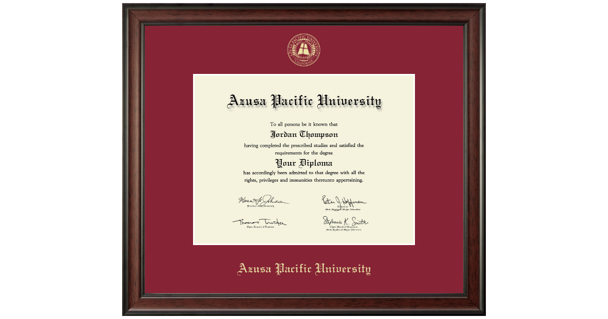 Gold Embossed Diploma Frame in Studio Azusa Pacific University - Item ...