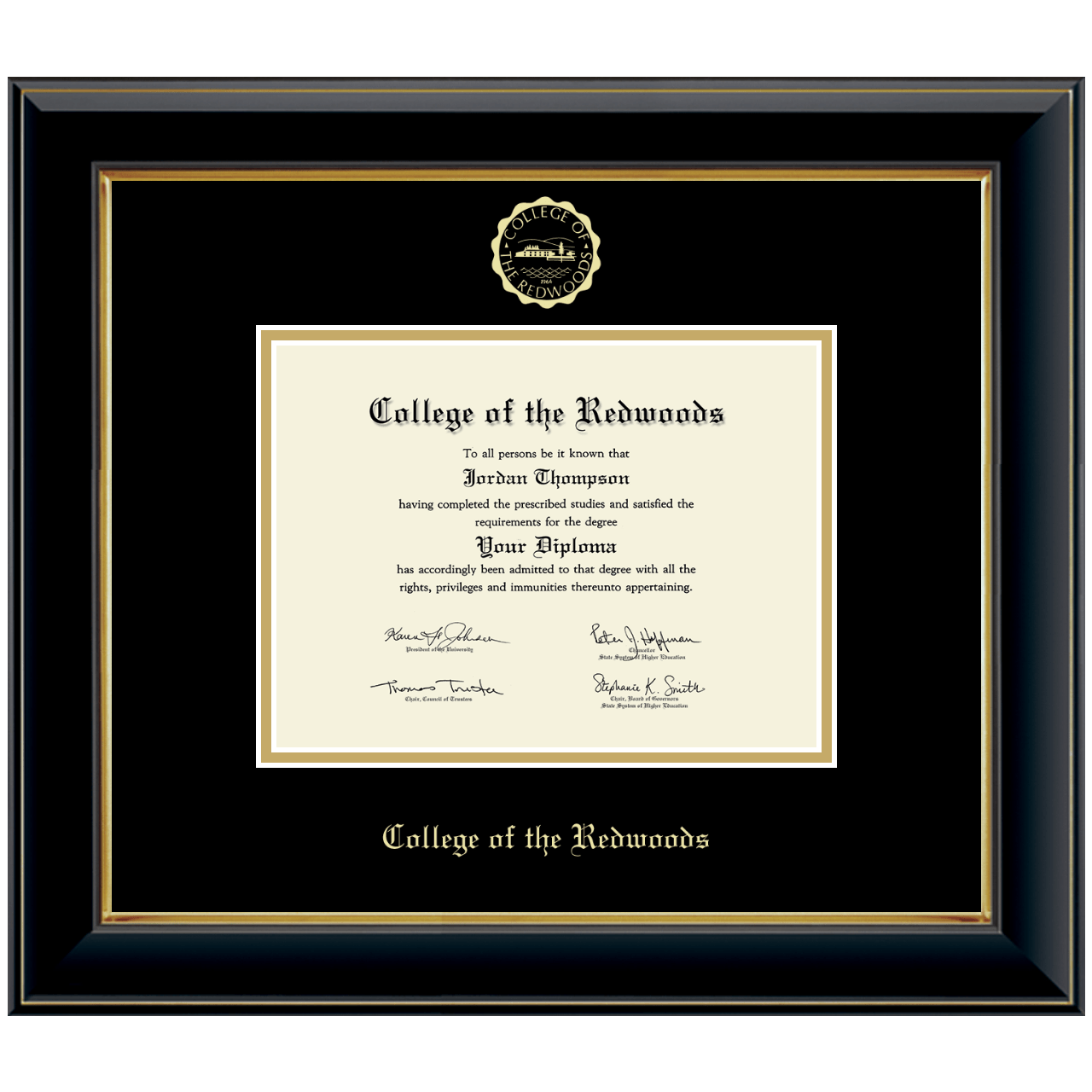 Gold Embossed Diploma Frame in Onyx Gold College of the Redwoods - Item ...