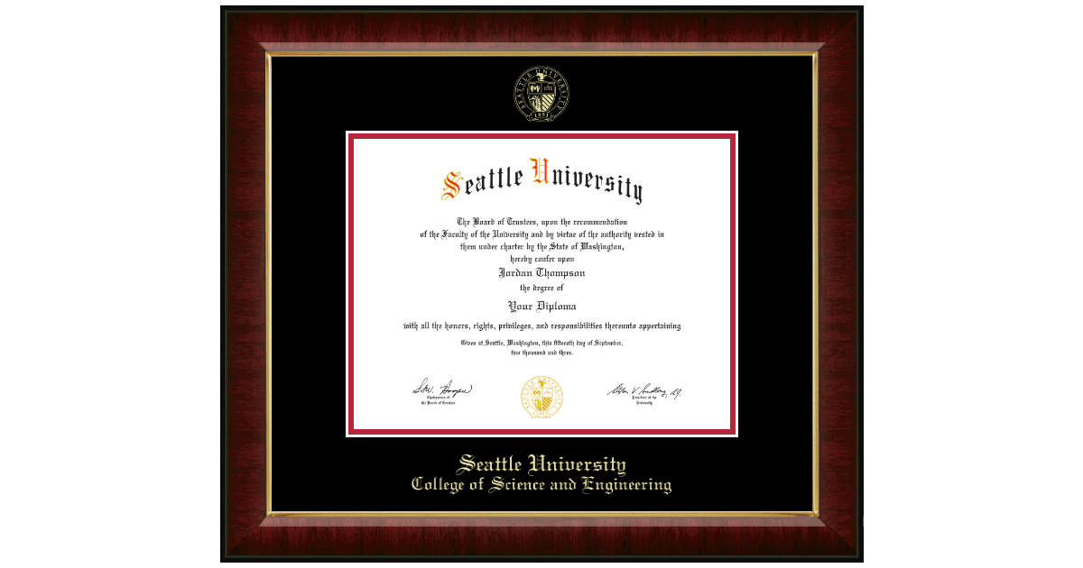 Gold Embossed Diploma Frame in Murano Seattle University - Item #250831-SEI