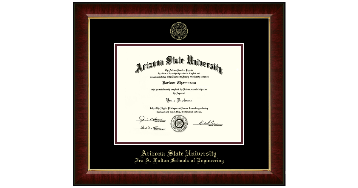 Gold Embossed Diploma Frame in Murano Arizona State University - Item ...