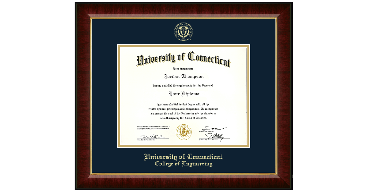 Gold Embossed Diploma Frame in Murano University of Connecticut - Item ...