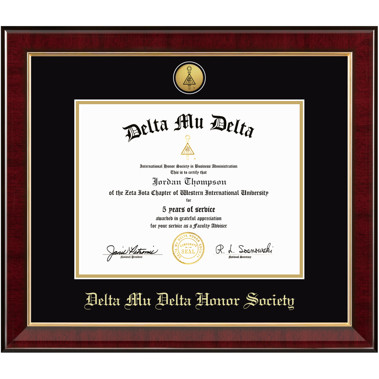 Delta Mu Delta Honor Society Certificate Frames and Gifts - Church Hill Classics