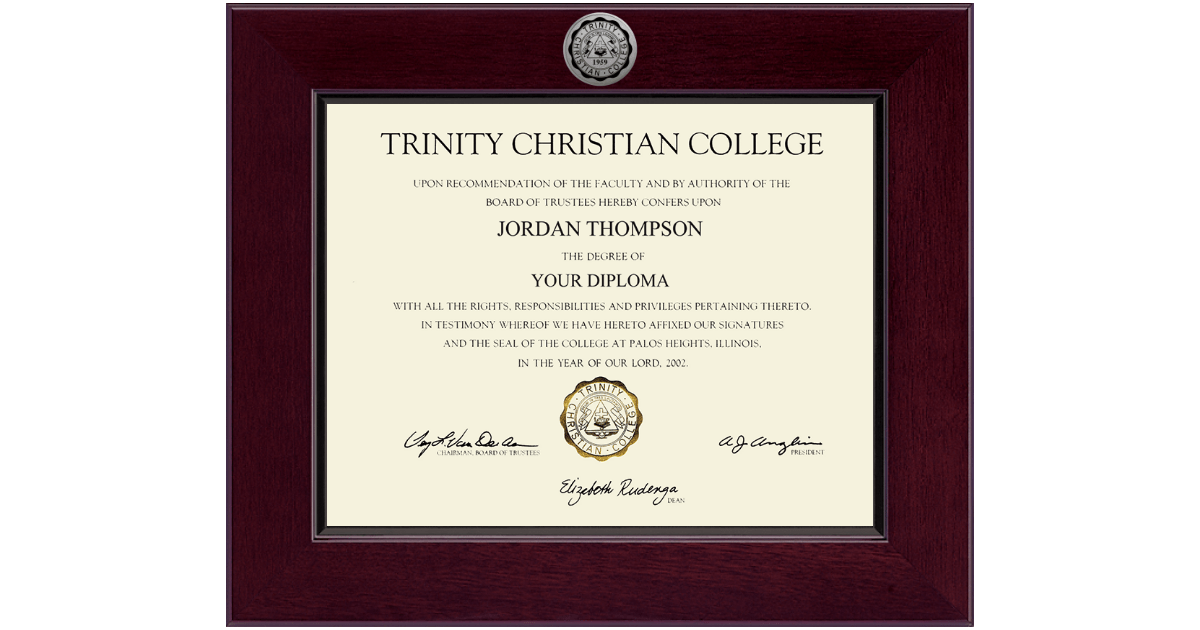 Century Silver Engraved Diploma Frame in Cordova Trinity Christian ...