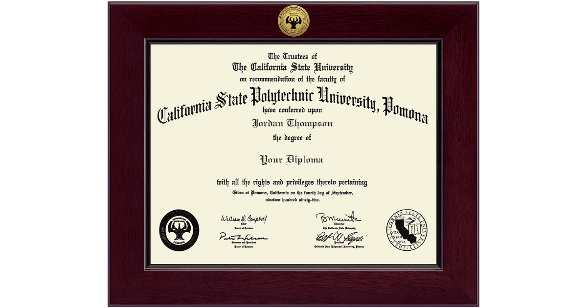 Century Gold Engraved Diploma Frame in Cordova California State ...