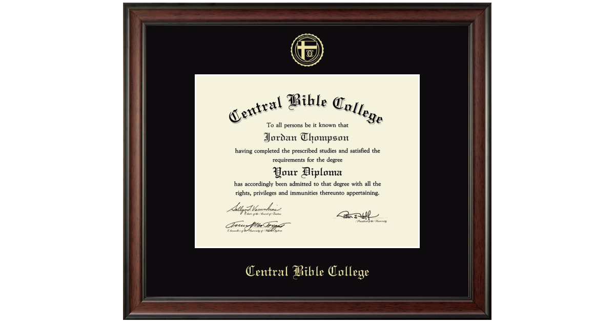 Gold Embossed Diploma Frame in Studio Central Bible College - Item #252361