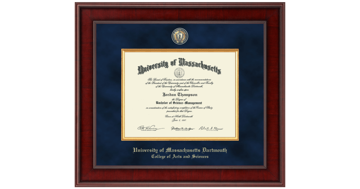 UMass Dartmouth College of Arts and Sciences Diploma Frames