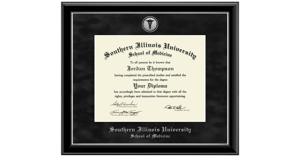 Silver Engraved Medallion Diploma Frame in Onyx Silver Southern ...