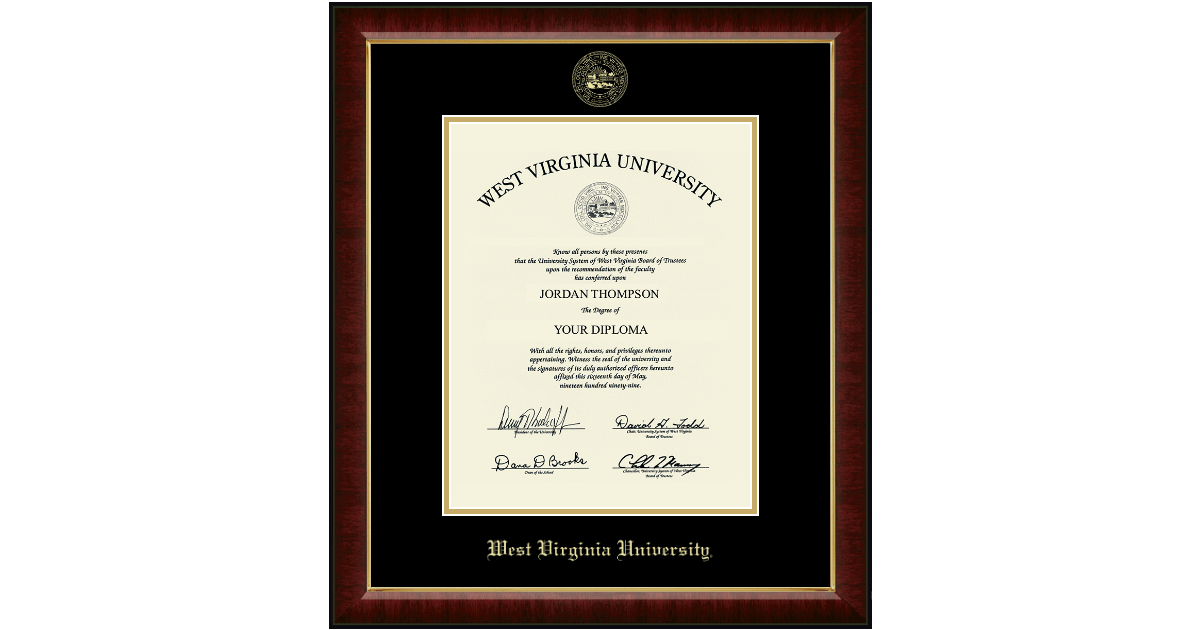 Gold Embossed Diploma Frame in Murano West Virginia University - Item ...