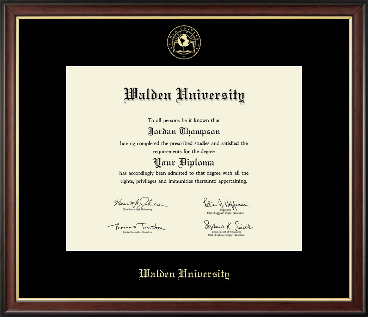 Walden University Gold Embossed Diploma Frame in Studio Gold - Item #254308
