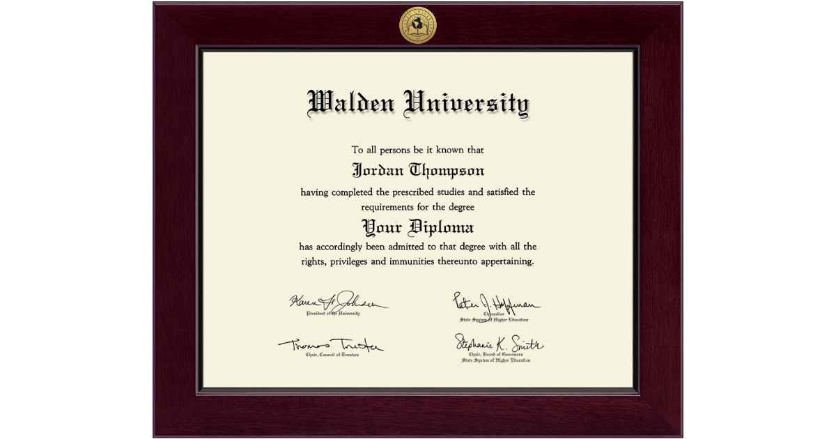 Century Gold Engraved Diploma Frame in Cordova Walden University - Item ...