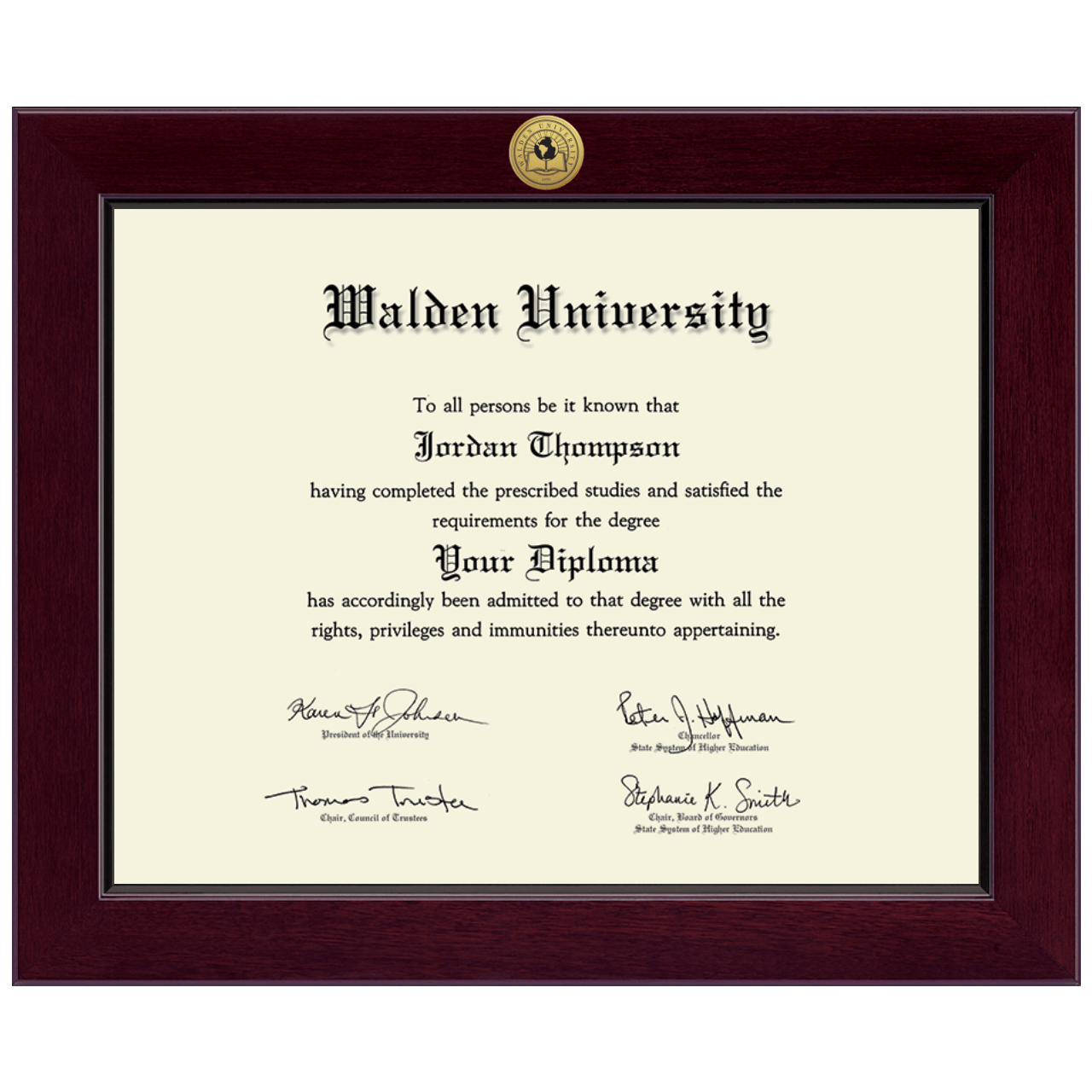 Century Gold Engraved Diploma Frame in Cordova Walden University - Item ...