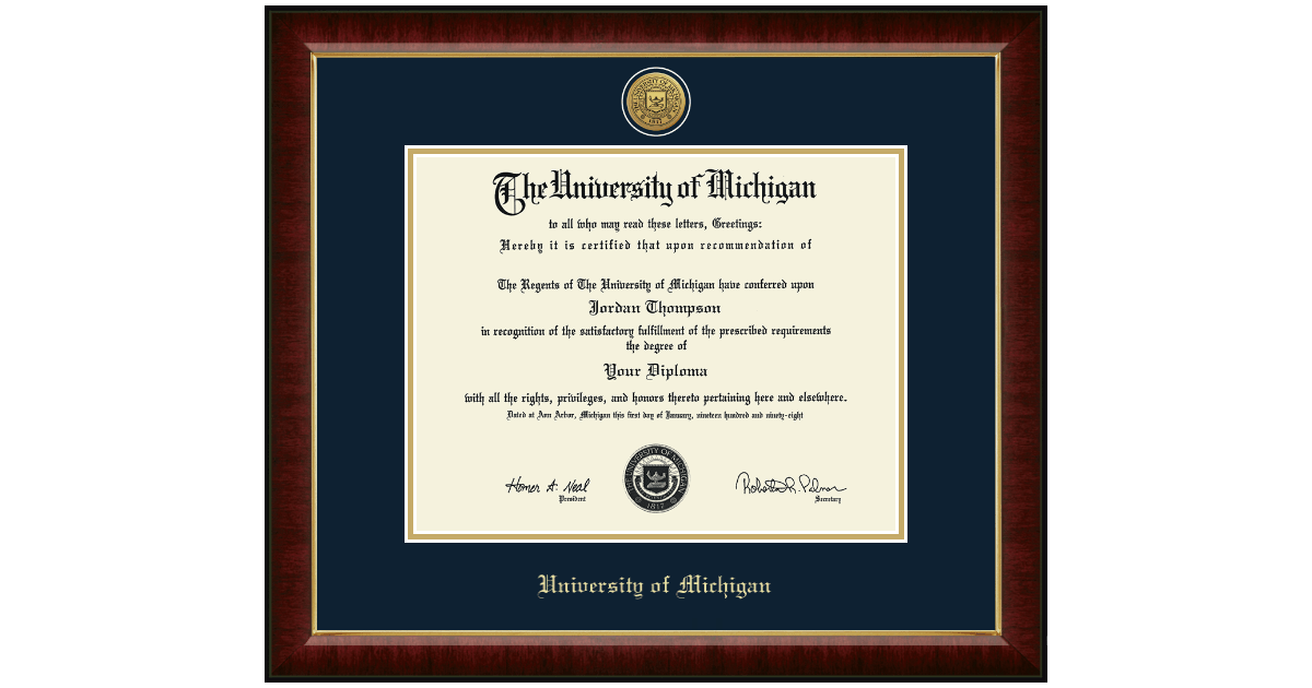 PhD - Gold Engraved Medallion Diploma Frame in Murano University of ...