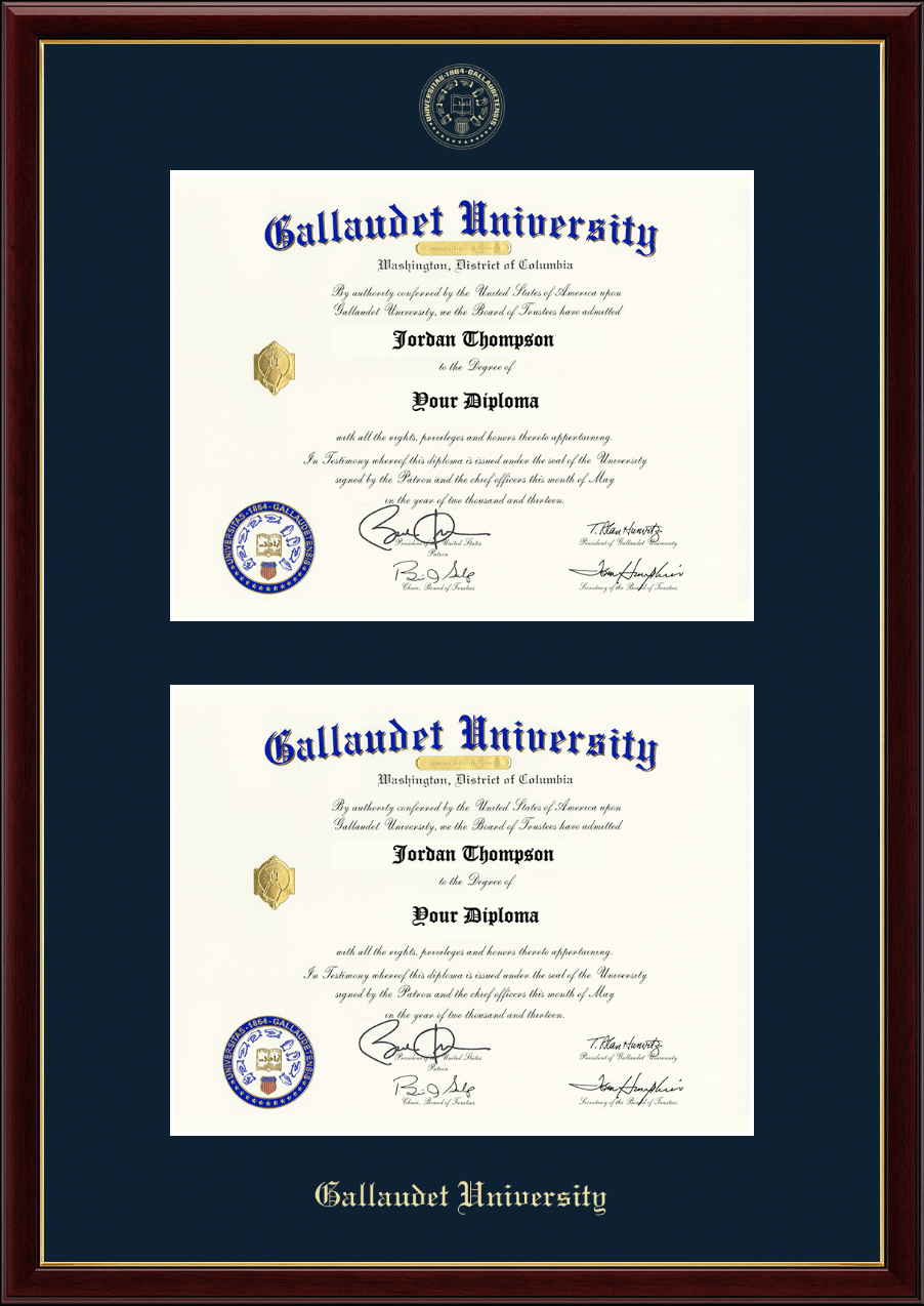 Gallaudet University Double Diploma Frame in Galleria - Item #254448