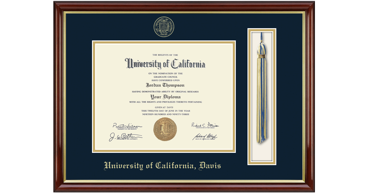 Tassel & Cord Diploma Frame in Southport Gold University of California ...