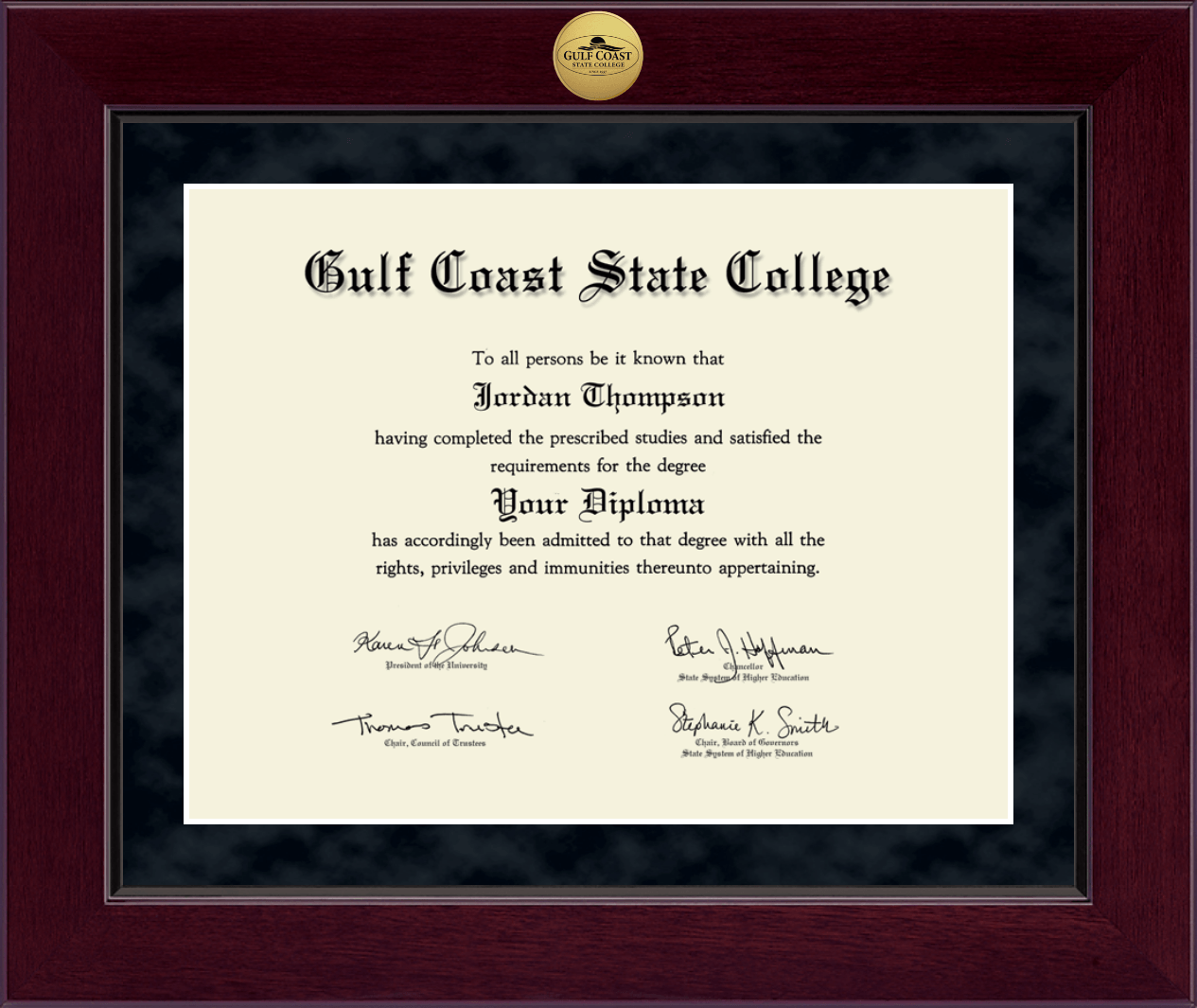Gulf Coast State College Millennium Gold Engraved Diploma Frame in ...