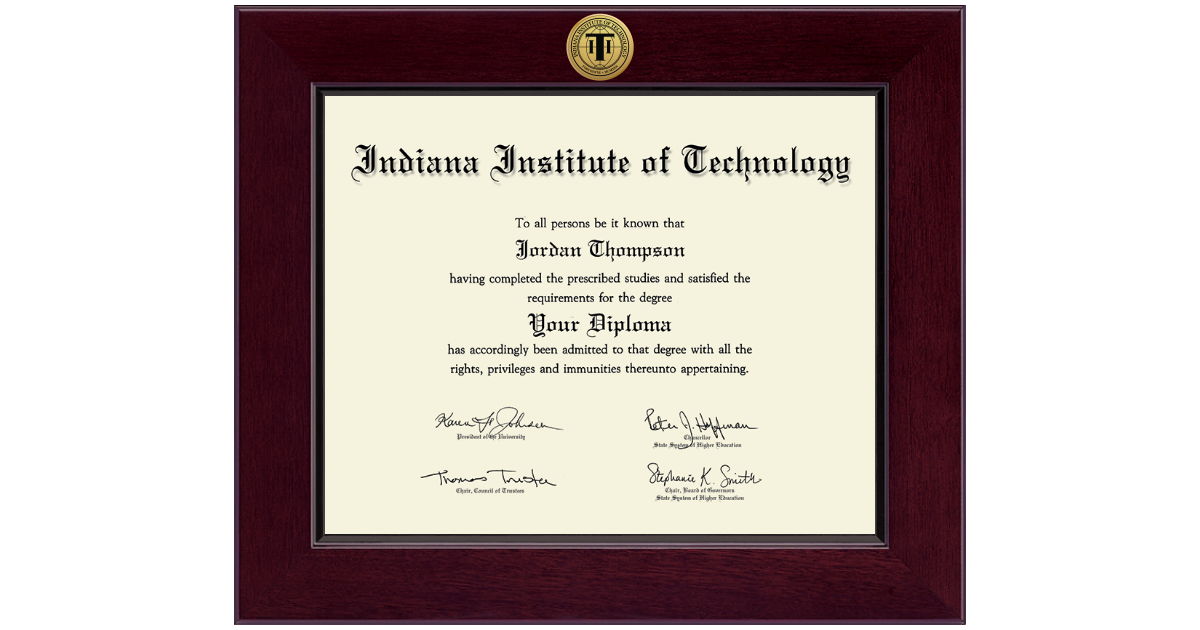 Century Gold Engraved Diploma Frame in Cordova Indiana Institute of ...