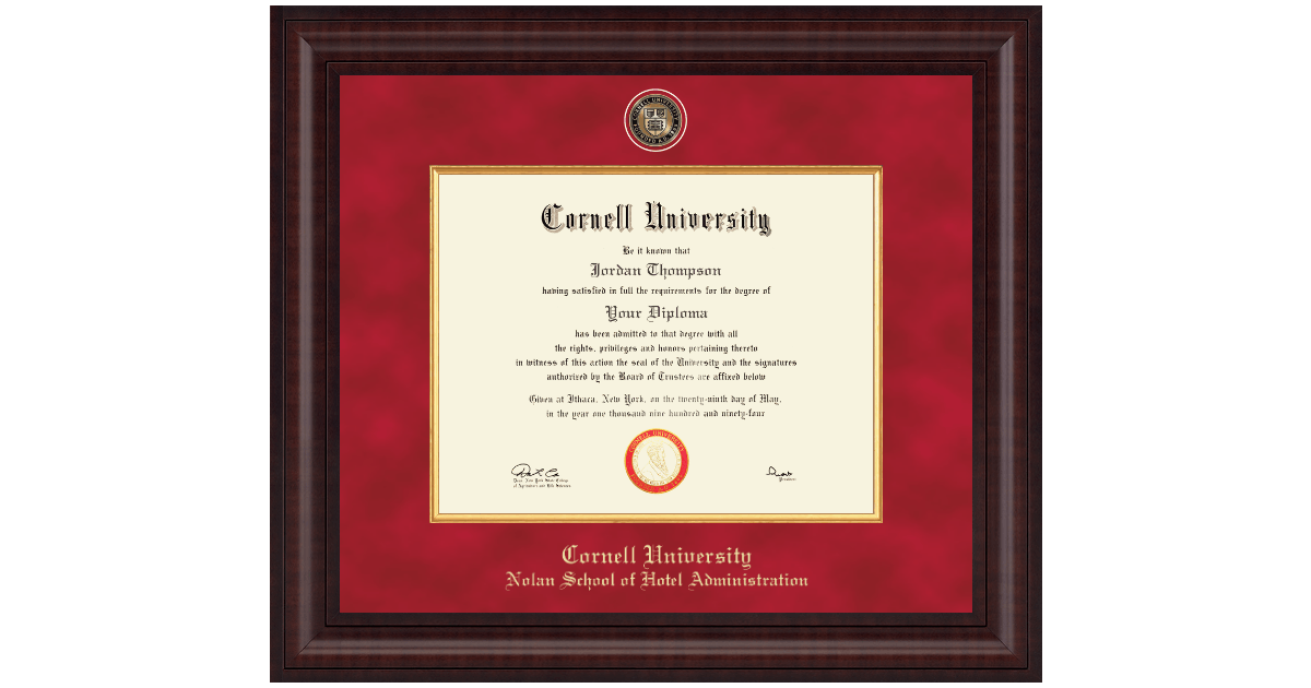 Cornell Nolan School of Hotel Administration Diploma Frames