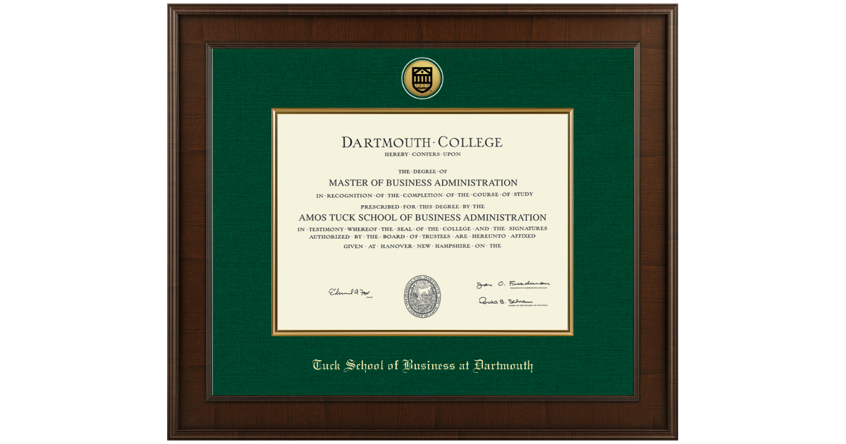 Dartmouth Tuck School of Business Diploma Frames