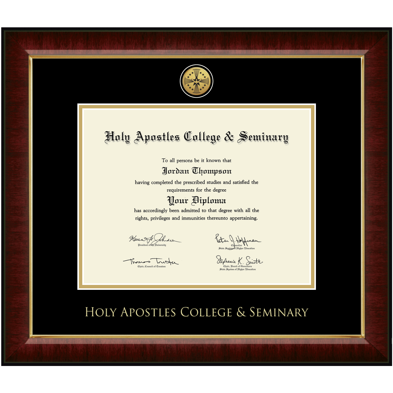 Gold Engraved Medallion Diploma Frame in Murano Holy Apostles College ...