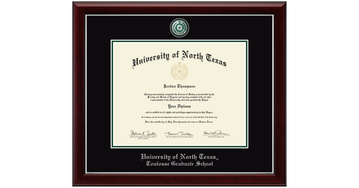 Pewter Masterpiece Medallion Diploma Frame in Gallery Silver University of North Texas - Item ...