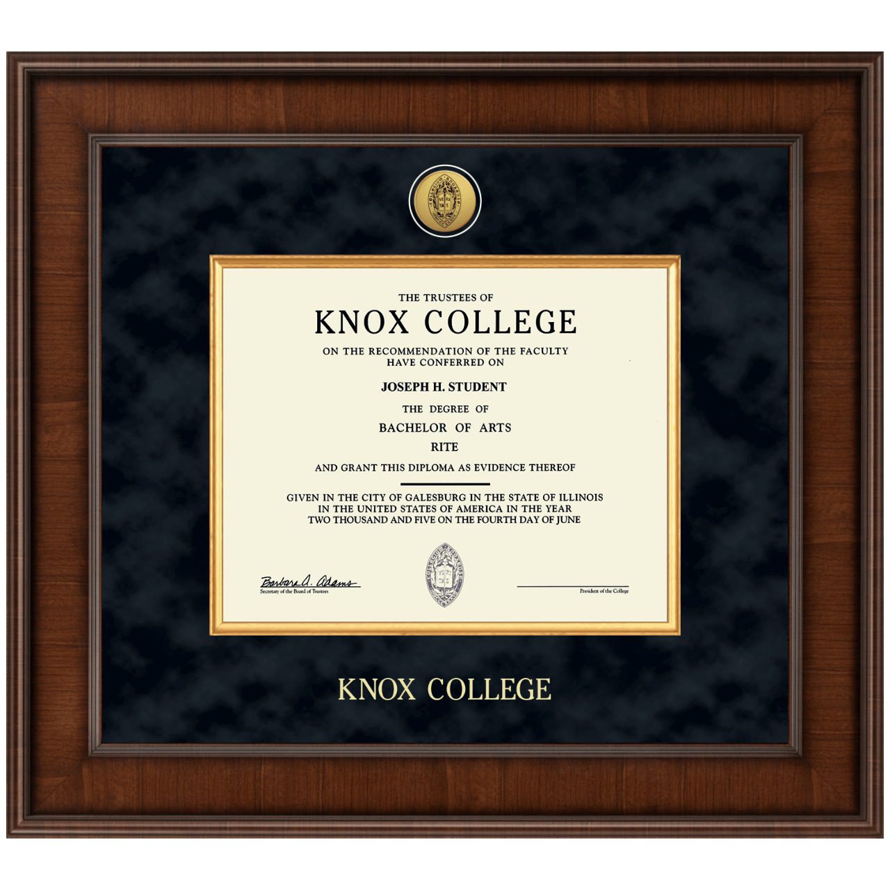 Knox College Diploma Frame | Custom Frames Online | Church Hill Classics